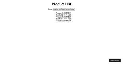 Sorting Products By Price Input In React Codesandbox