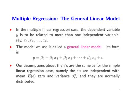 Multiple Regression The General Linear Model