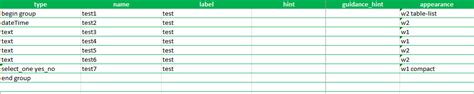 solved setting columns within a group in survey123 xlsfor esri