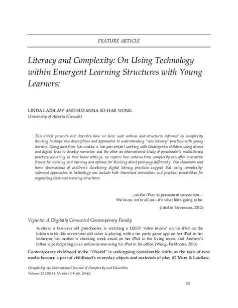 Pdf Complexity Pedagogy Play On Using Technology Within Emergent Learning Structures With