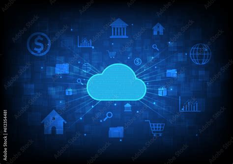 Abstract Technology Big Data Storage System Of Cloud Computing With Binary Numbers With Many