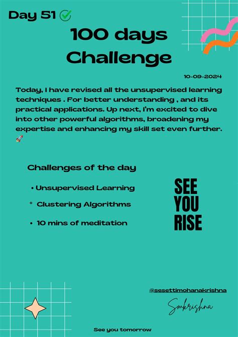 Completed 100 Days Of Machine Learning Challenge Sesetti Mohana Krishna Posted On The Topic