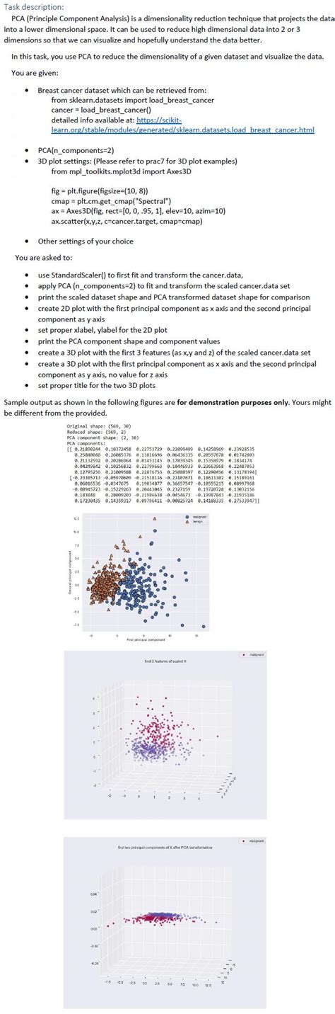 Solved Task Description PCA Principle Component Analysis Chegg