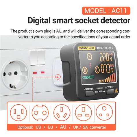 Aneng Ac11 Socket Tester Electric Leakage Detector Vicedeal