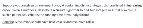 solved suppose you are given an n element array a containing