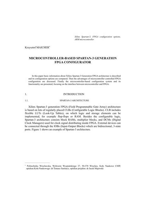 Pdf Microcontroller Based Spartan 3 Generation Fpga Configurator