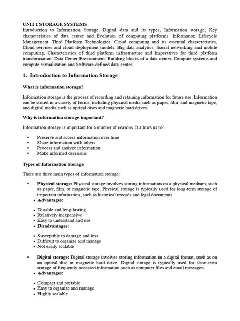 Unit 1 Pdf Computer Data Storage Cloud Computing