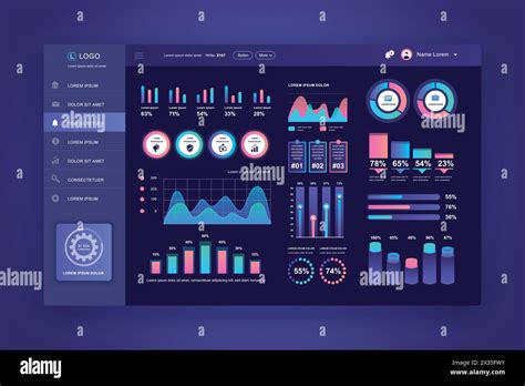 Dashboard UI Admin Panel Vector Design Template With Infographic
