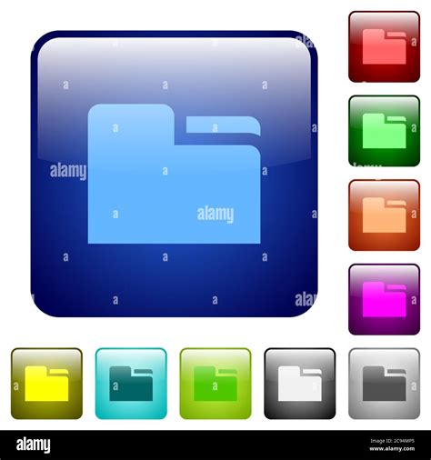 Tab Folder Icons In Rounded Square Color Glossy Button Set Stock Vector Image And Art Alamy