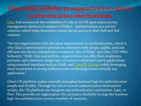 PPT Gluu Adds InWebo To Supported Two Factor Authentication Mech PowerPoint Presentation ID