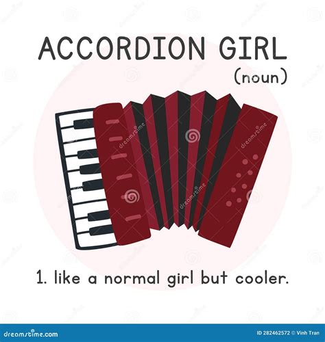 Accordion Girl Definition Simple Fun Accordion Poster Clipart Cartoon Style Keyboard Instrument