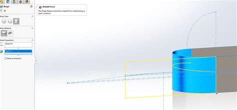 solidworks fails to wrap arc onto cylindrical face grabcad questions