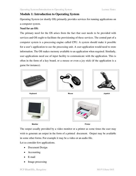Operating System Quick Revision Notes Module Introduction To Operating System Operating