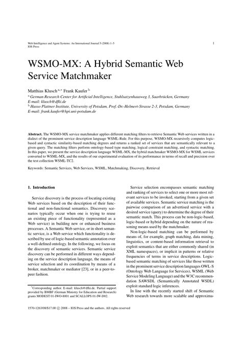 Pdf Wsmo Mx A Hybrid Semantic Web Service Matchmaker