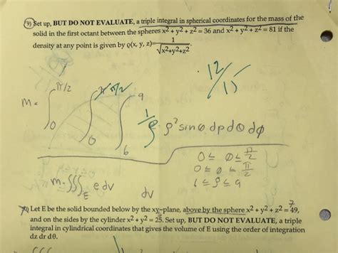 solved set up but do not evaluate a triple integral in