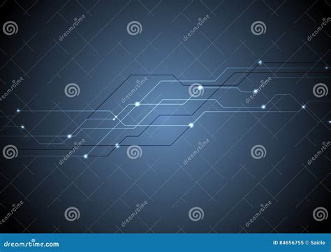 Dark Blue Circuit Board Chip Tech Background Stock Vector