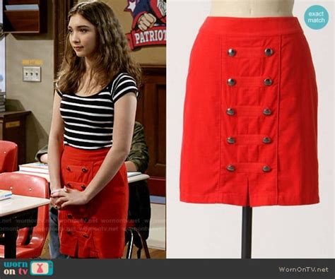 Wornontv Rileys Striped Top And Red Skirt With Front Buttons On Girl