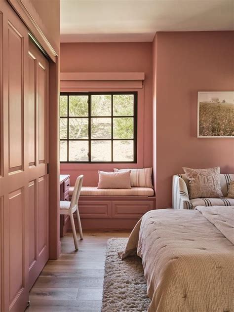 Mauve Pink Bedroom With Mauve Pink Sliding Closet Doors Transitional