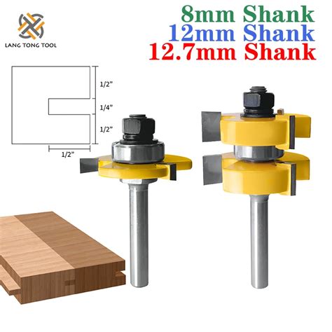 8mm12mm127mm 생크 텅그루브 조인트 라우터 비트 T 슬롯 목공 절삭 공구 용 밀링 커터 조립 Lt007밀링