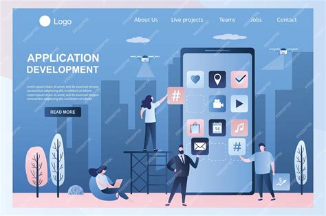 Premium Vector Software Or Mobile App Development Programmers And Business People Develop