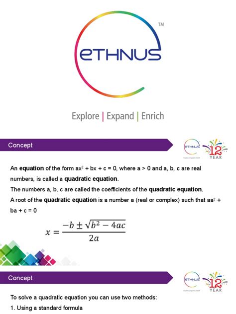 Quadratic Equation Pptx Pdf
