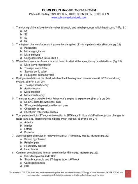 Ccrn Pccn Pretest Pdb All Rights Reserved Pdf Heart Cardiology
