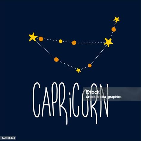 조디악 징후 염소 자리 기호입니다 진한 파란색 배경에 별자리입니다 천문학 현대적인 스타일의 낙서와 자유형 드로잉 스칸디나비아 스타일의 클립 아트 벡터 그림입니다 0명에 대한