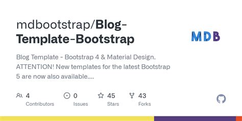 GitHub Mdbootstrap Blog Template Bootstrap Blog Template Bootstrap Material Design