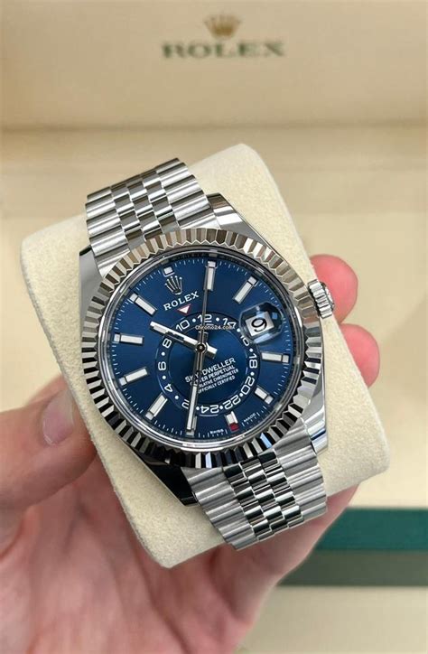 Rolex 2023 Steel Sky Dweller Blue Dial Jubilee Bracelet Unworn For £