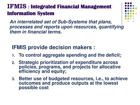 Ppt Ifmis Role In Budget Process Powerpoint Presentation Free Download Id 817851