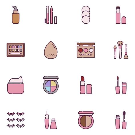 Cosmetics Filled Line Icon Set Vector 12742542 Vector Art At Vecteezy