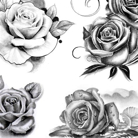 Black And Grey Realistic Rose Tattoo Design