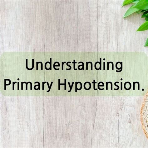 Understanding Primary Hypotension 실용적인 건강 팁