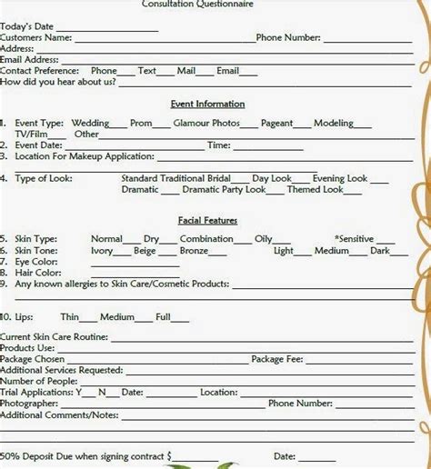 Makeup Consultation Sheets Mugeek Vidalondon