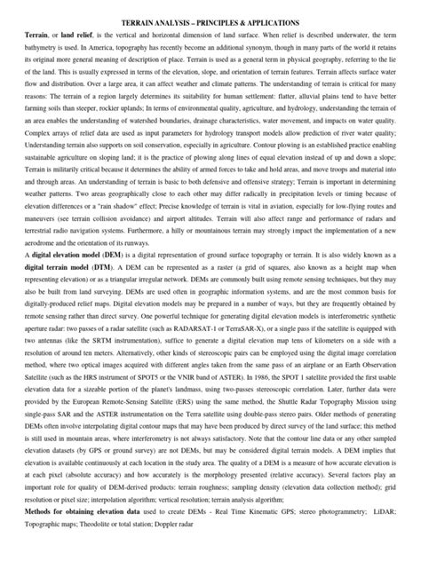 Terrain Analysis Pdf Earth Sciences Geographical Technology