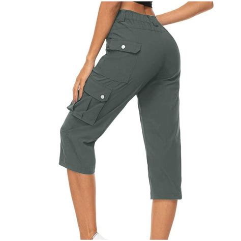 Mode24 Workout Capris For Women Summer With Pockets Capris Mid Waisted