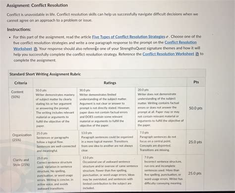 Assignment Conflict Resolution Conflict Is