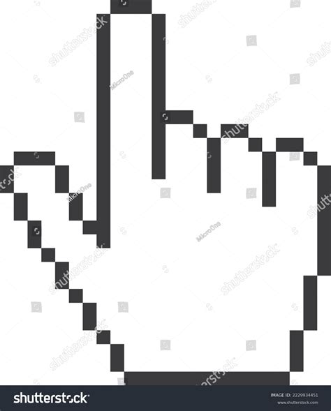 Forefinger Cursor Pixel Style Pointing Finger Stock Vector Royalty