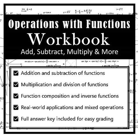 Function Operations Practice Printable Workbook With Full Answer Key