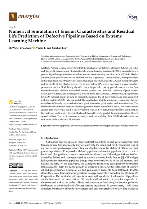 Pdf Numerical Simulation Of Erosion Characteristics And Residual Life