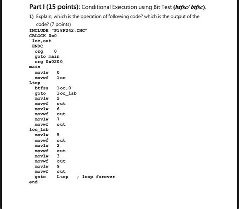 Solved Part I 15 Points Conditional Execution Using Bit