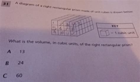 Solved 31 A Diagram Of A Right Rectangular Prism Made Of Unit Cubes Is