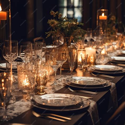 Premium Ai Image A Closeup Of A Table Set Up For An Elegant And Cool