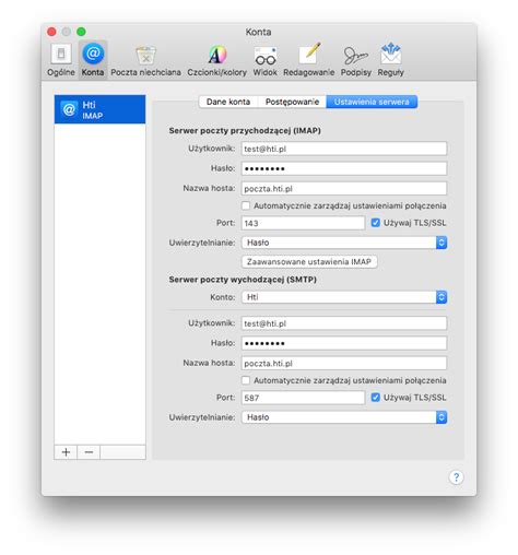 Mail MacOS IMAP SMTP Szybki Internet Poznań transmisja danych Poznań Data Center Poznań
