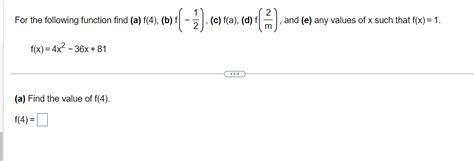 solved for the following function find