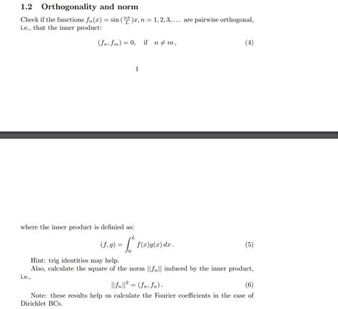 Solved 12 Orthogonality And Norm Check If The Functions
