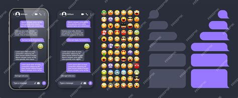 Premium Vector Smartphone Messaging App User Interface With Emoji Sms