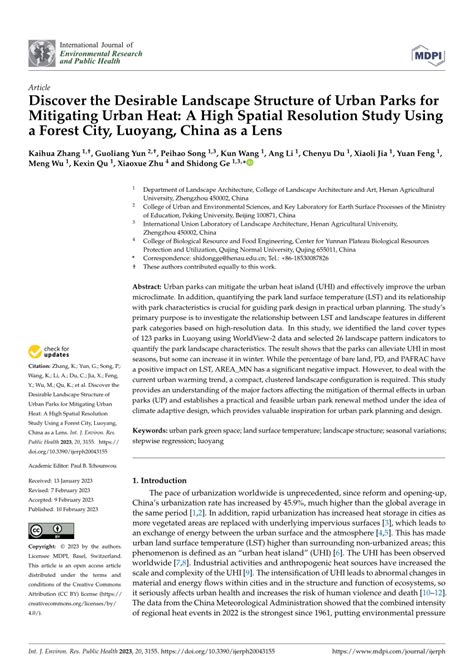 Pdf Discover The Desirable Landscape Structure Of Urban Parks For Mitigating Urban Heat A