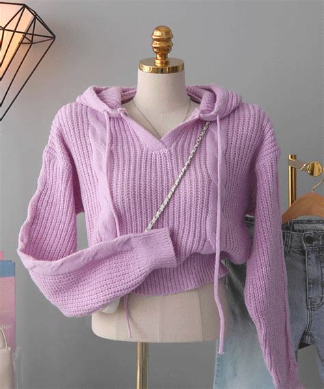 아방핏귀염보장💜하찌 꽈배기니트 후드니트 롤꽈배기v후드니트 에이블리