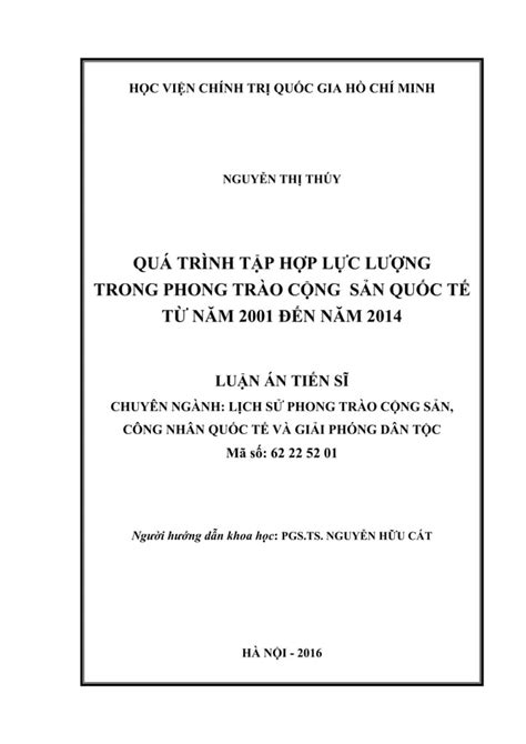 Luận án: Tập hợp lực lượng trong phong trào cộng sản quốc tế | PDF